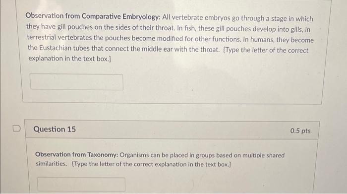 Solved Observation from Comparative Embryology: "The embryos | Chegg.com