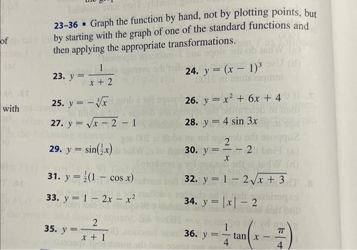 Solved of 23-36. Graph the function by hand, not by plotting | Chegg.com