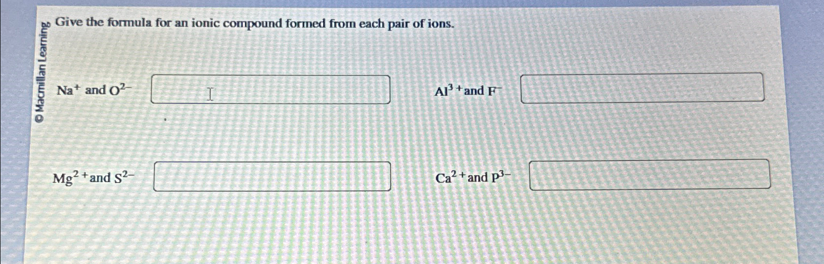 Solved ave Give the formula for an ionic compound formed | Chegg.com