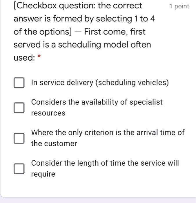 Solved [Checkbox question: the correct 1 point answer is | Chegg.com