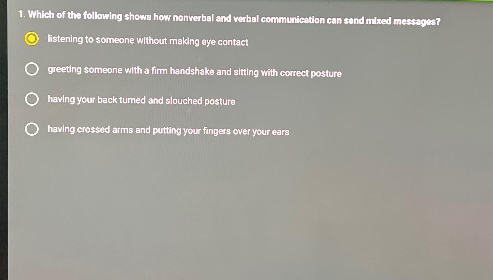 Solved Which of the following shows how nonverbal and verbal | Chegg.com