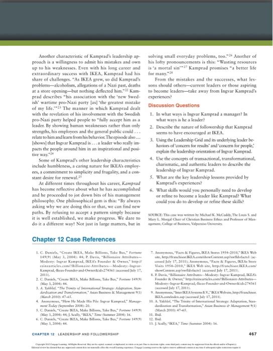 Solved Althongh octogenarian Ingvar Kamprad, the founder | Chegg.com