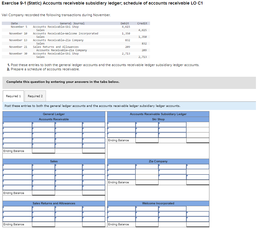Solved Exerclse 9-1 (Statlc) ﻿Accounts recelvable subsidlary | Chegg.com