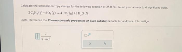 Solved Calculate the standard entropy change for the | Chegg.com