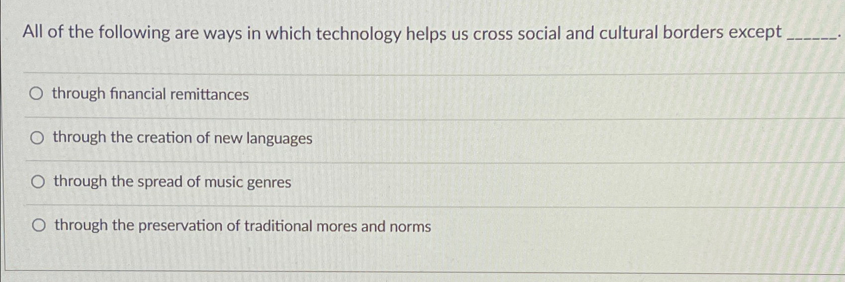 Solved All of the following are ways in which technology | Chegg.com