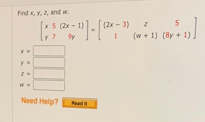 Solved Find x,y,z, and w. | Chegg.com