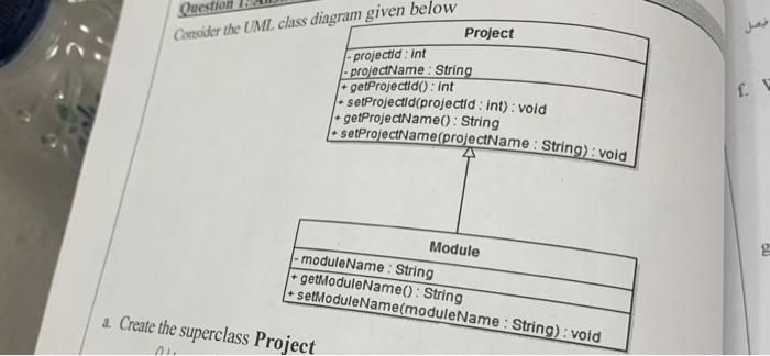 Solved Question Consider the UML class diagram given below | Chegg.com