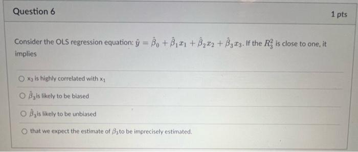 Consider the OLS regression equation: | Chegg.com
