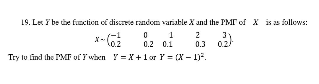 Solved 19. Let Y be the function of discrete random variable | Chegg.com