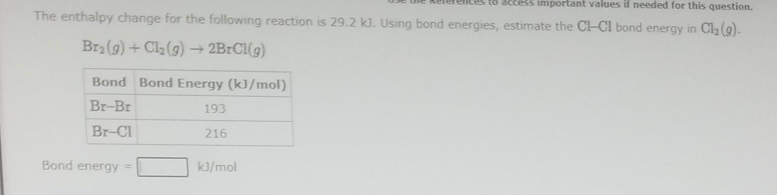 Using average bond enthalpies (linked above), | Chegg.com