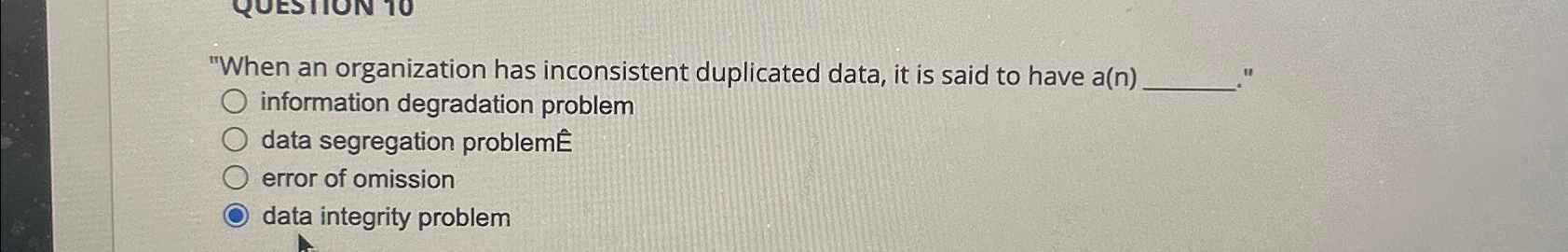 Solved "When an organization has inconsistent duplicated | Chegg.com