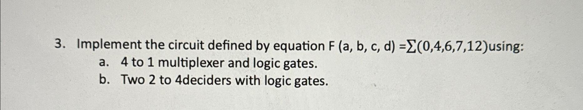 Solved Implement the circuit defined by equation | Chegg.com