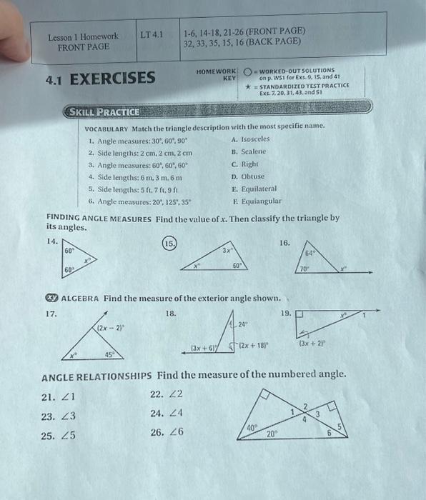 Solved VOCABULARY Match the triangle description with the | Chegg.com