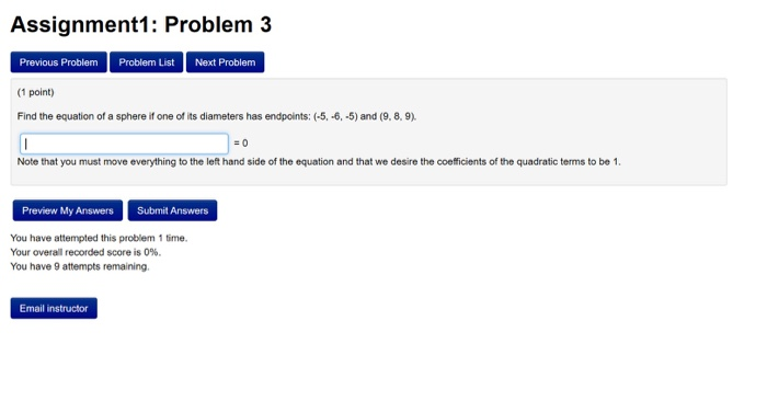 Solved Assignment1: Problem 3 Previous Problem Problem List | Chegg.com
