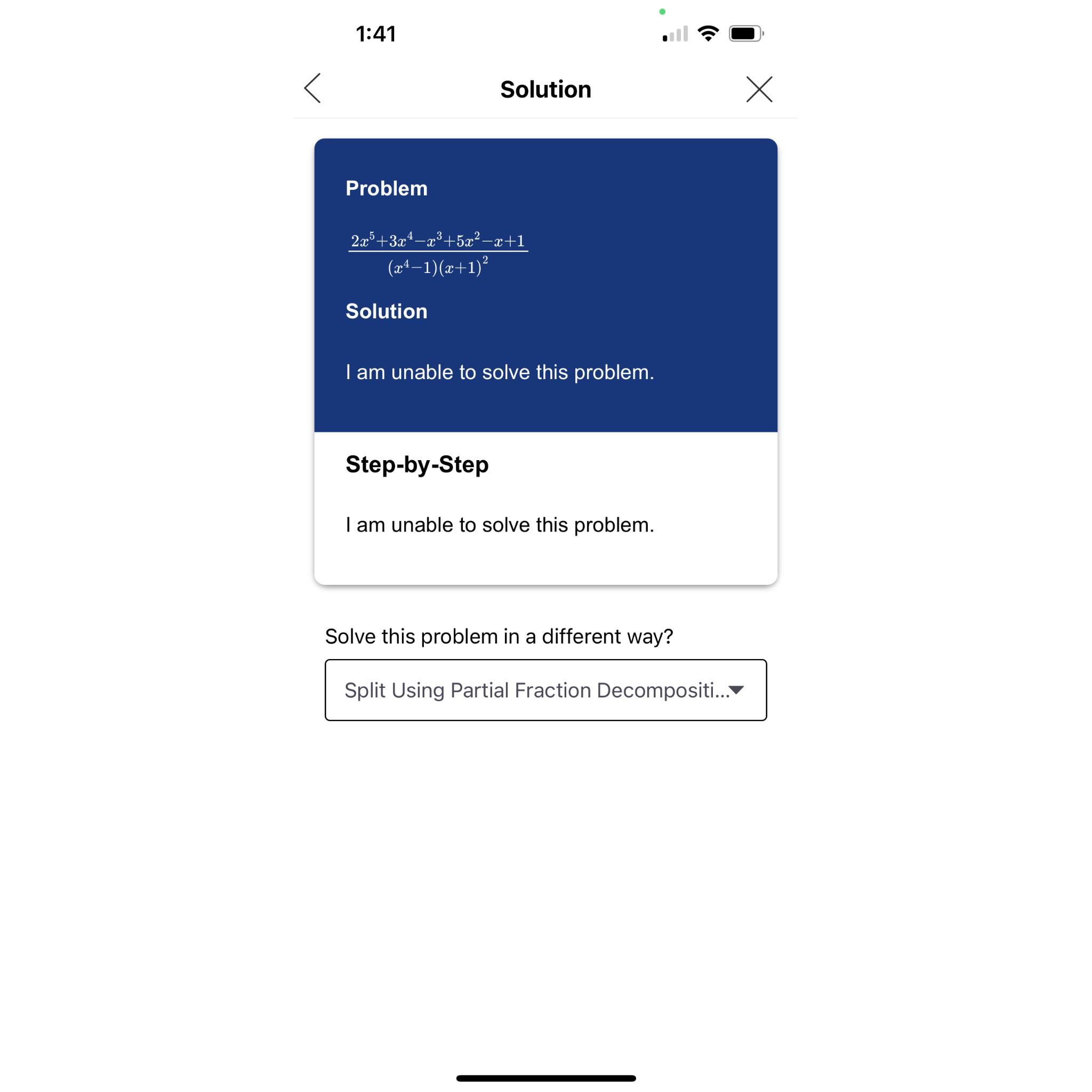 Solved Problem2x5+3x4-x3+5x2-x+1(x4-1)(x+1)2Split using | Chegg.com