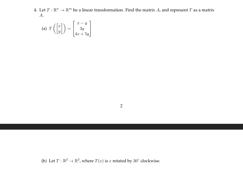 Solved Let T:Rn→Rm ﻿be a linear transformation. Find the | Chegg.com