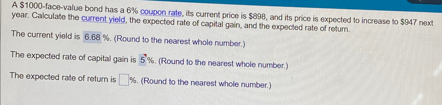Solved A $1000-face-value bond has a 6% ﻿coupon rate, its | Chegg.com