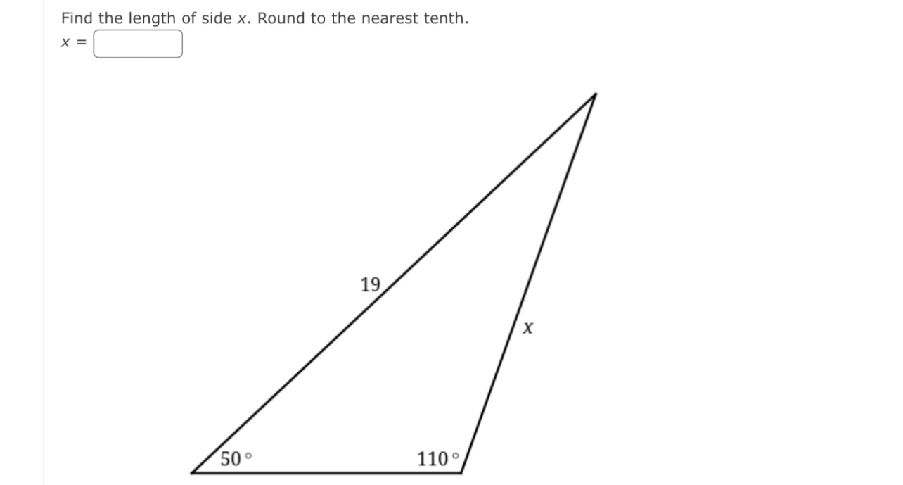 Solved Find the length of side x. ﻿Round to the nearest | Chegg.com