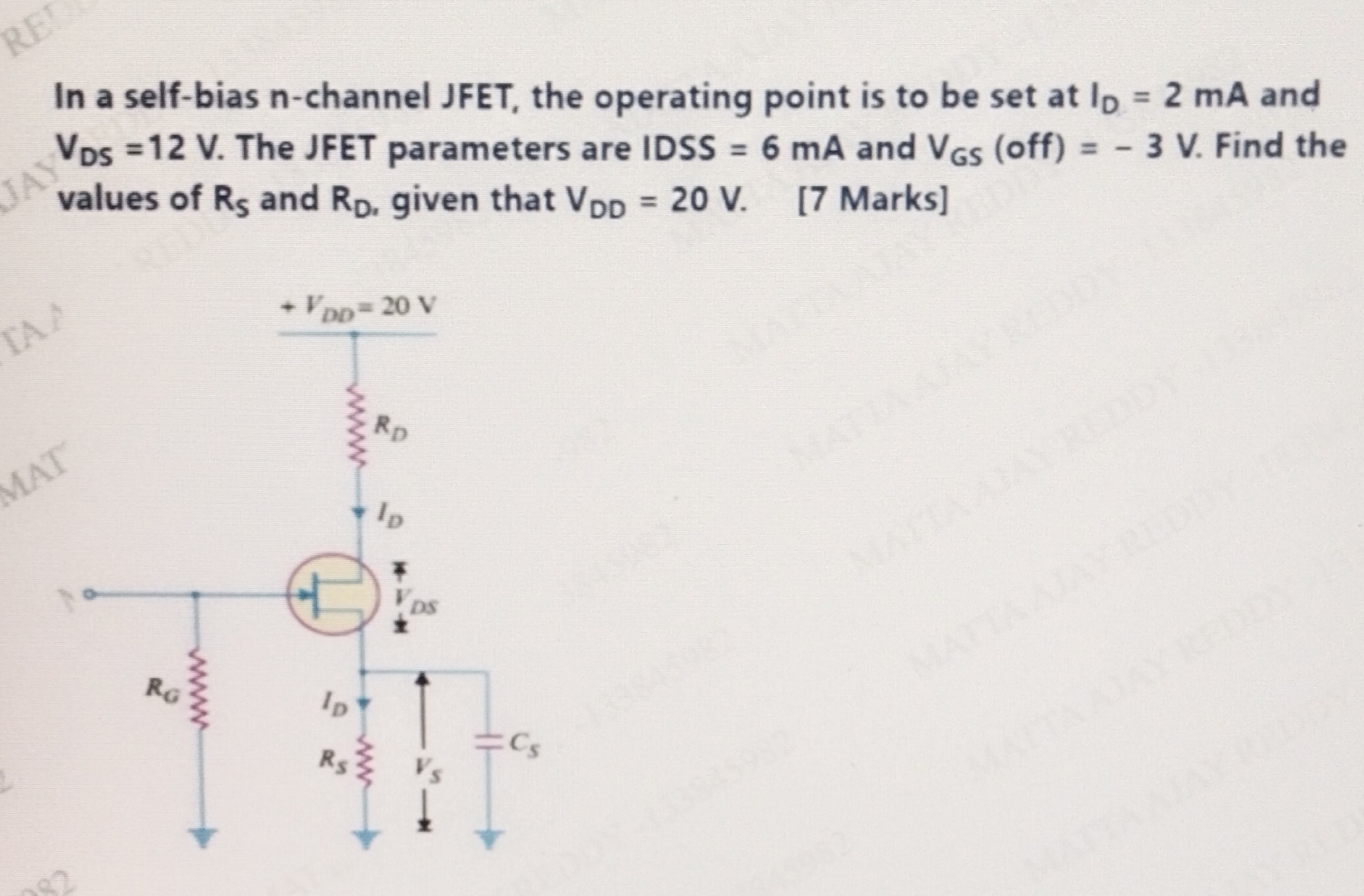 Solved In a self-bias n-channel JFET, the operating point is | Chegg.com