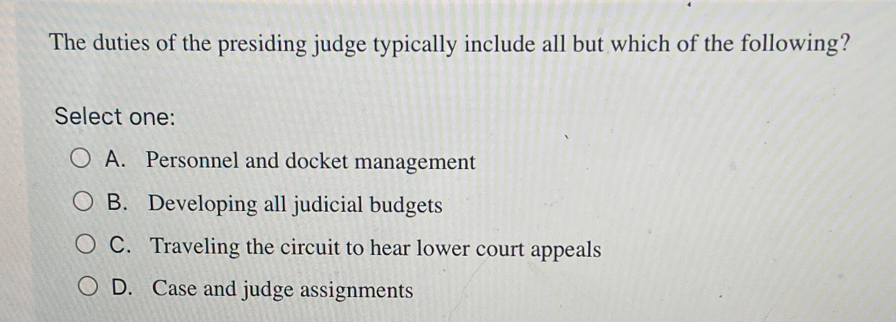 Solved The duties of the presiding judge typically include | Chegg.com