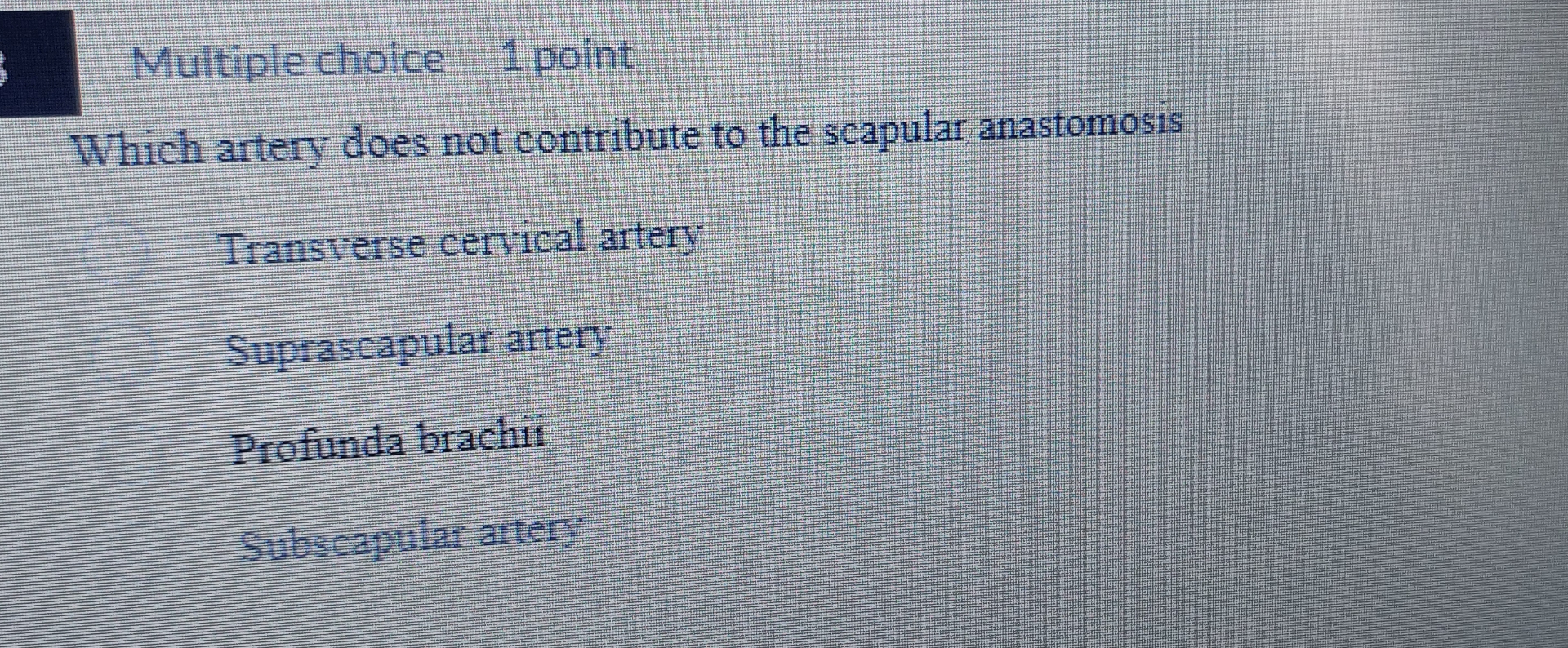 Multiple choice 1 ﻿pointWhich artery does not | Chegg.com