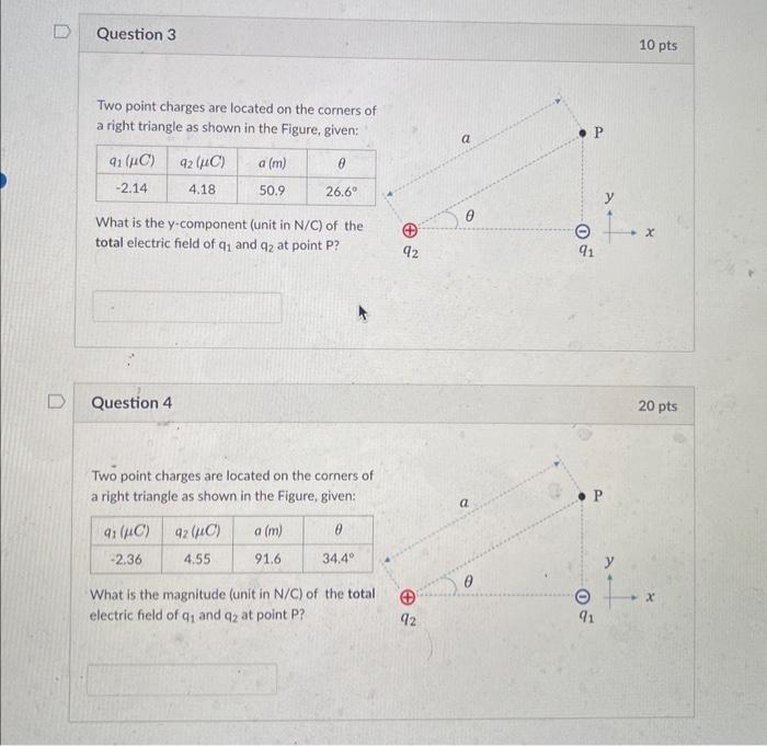 Solved Two point charged particles are located at the | Chegg.com