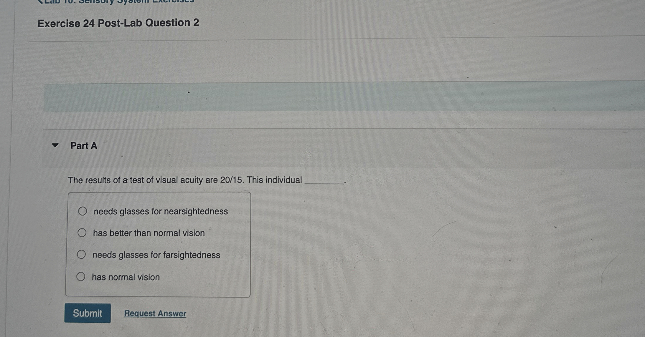 Solved Exercise 24 ﻿Post-Lab Question 2Part AThe results of | Chegg.com