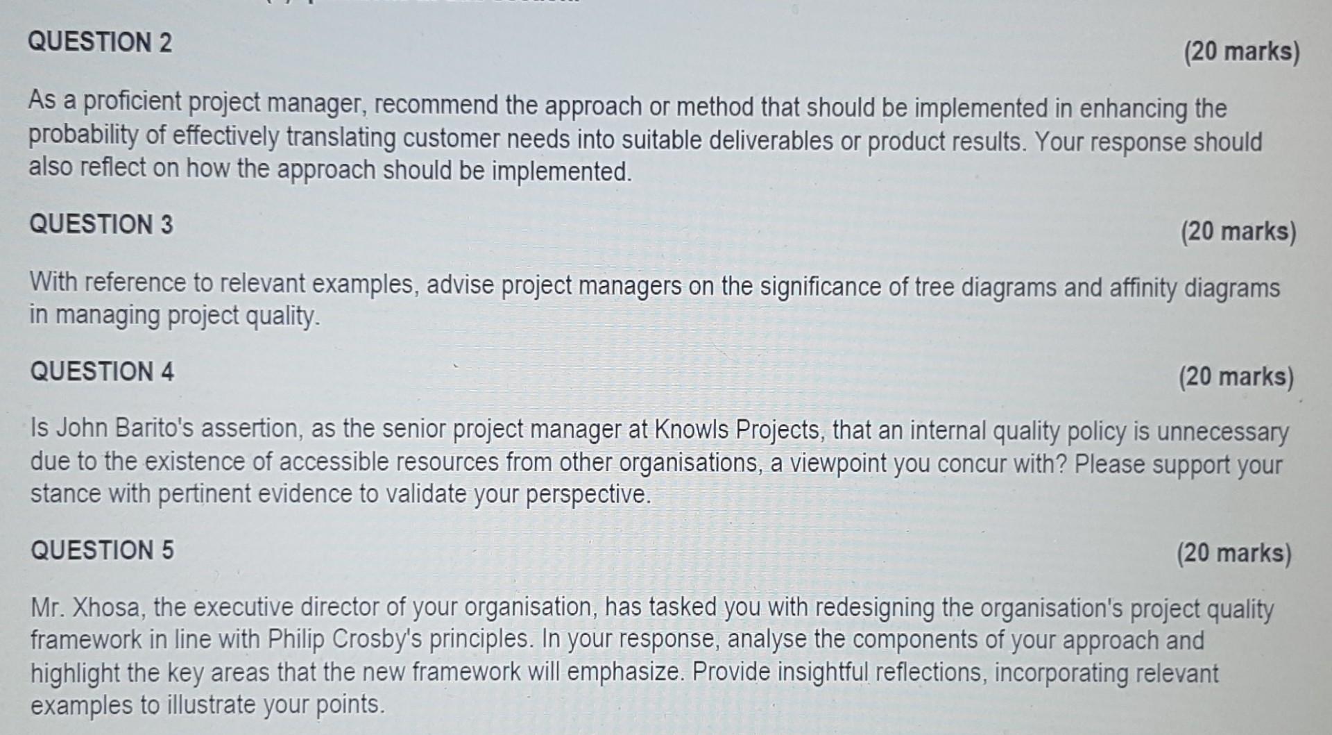 Solved As a proficient project manager, recommend the | Chegg.com