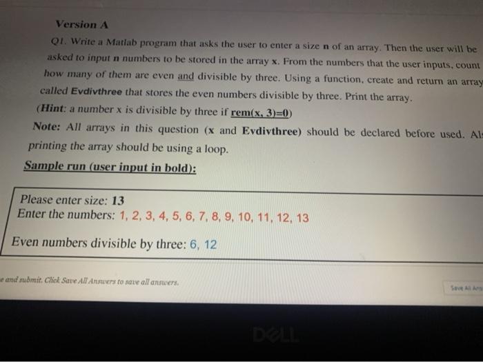 Solved Write A Matlab Program That Asks The User To Enter A