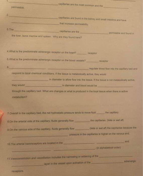 Solved capillaries are the most common and the permeable | Chegg.com