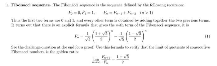 Solved F0=0,F1=1,Fn=Fn−1+Fn−2(n>1) Thus the first two terms | Chegg.com