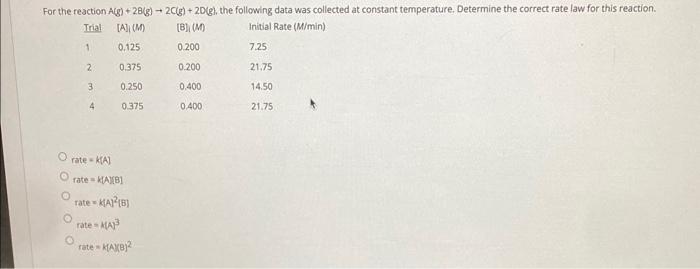 Solved For the reaction A(g)+28( g)+2C(g)+2D(g), the | Chegg.com