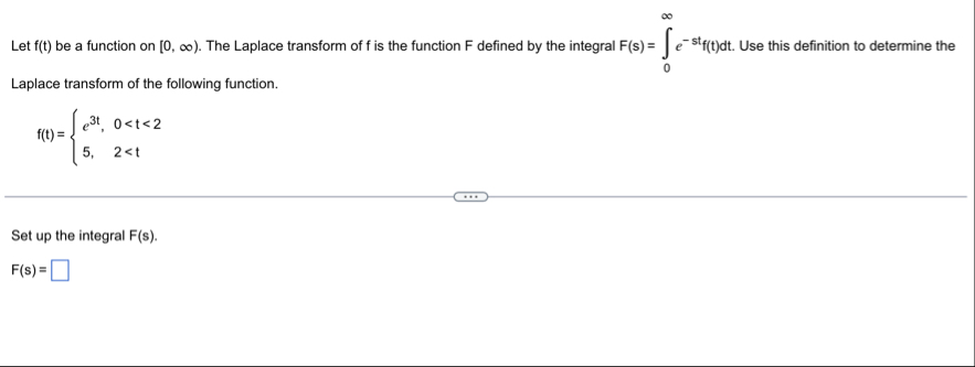 Solved Let f(t) ﻿be a function on [0,∞). ﻿The Laplace | Chegg.com
