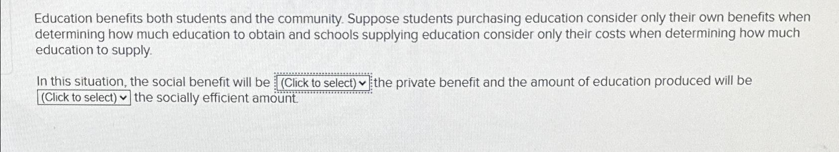 Solved Education benefits both students and the community. | Chegg.com