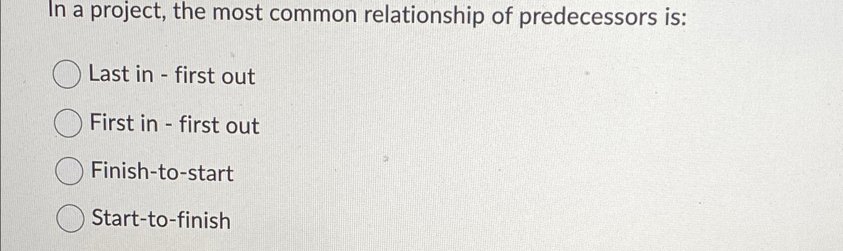 Solved In a project, the most common relationship of | Chegg.com