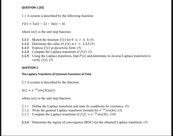 Solved QUESTION 1 [25]1.1 ﻿A system is described by the | Chegg.com