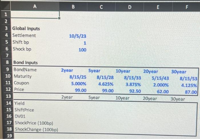 Solved I need help solving for yield, shift price, DV01, | Chegg.com
