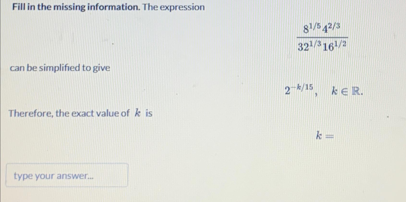 Solved Fill in the missing information. The | Chegg.com