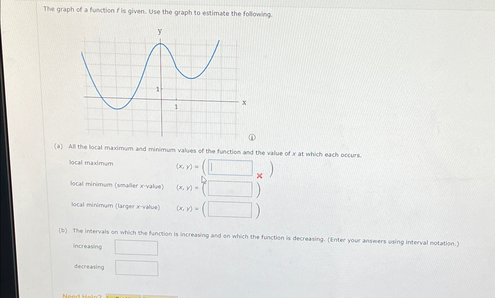Solved The graph of a function f ﻿is given. Use the graph to | Chegg.com