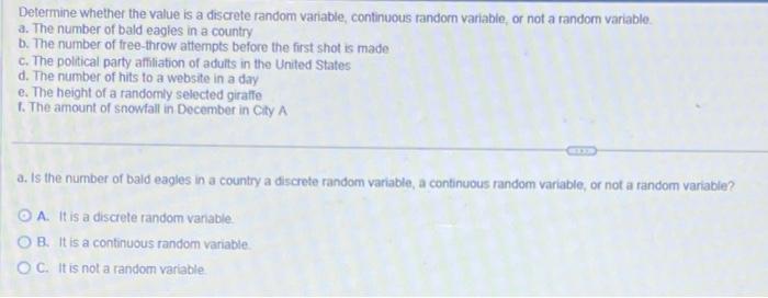 Solved Determine whether the value is a discrete random | Chegg.com
