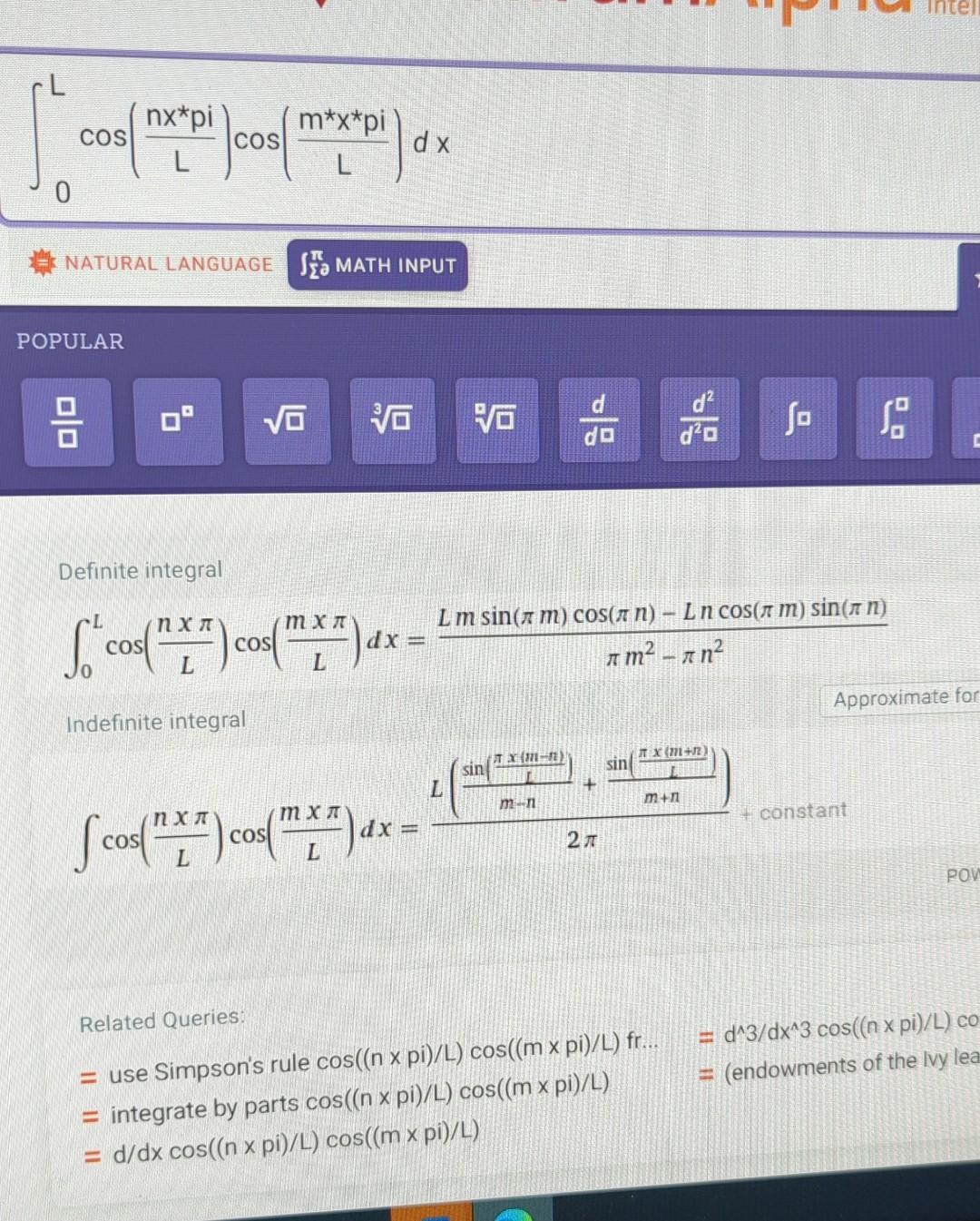Solved I know these functions are orthogonal, but if n=m, | Chegg.com