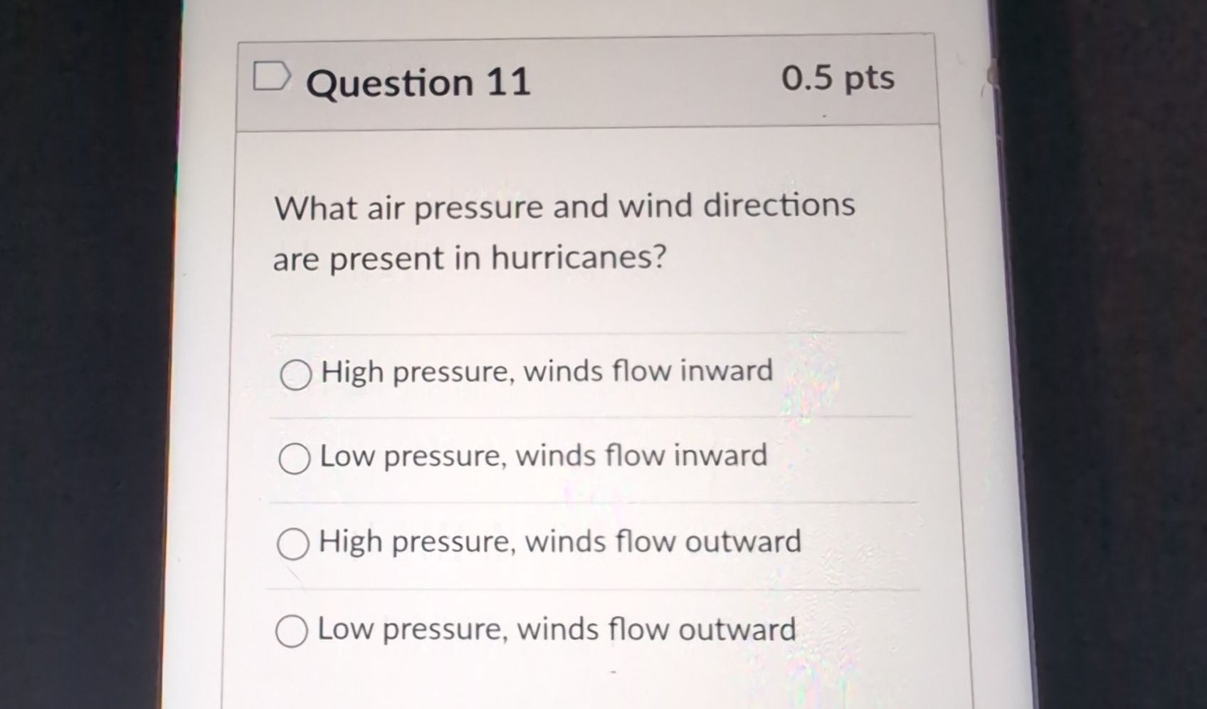 Solved Question 110.5 ﻿ptsWhat air pressure and wind | Chegg.com