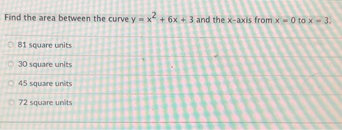 Solved Find the area between the curve y=x2+6x+3 and the | Chegg.com