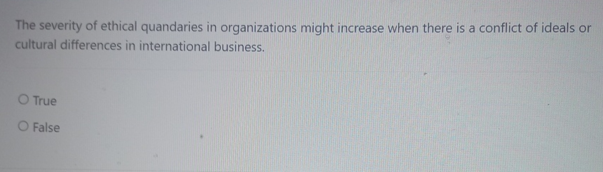 Solved The severity of ethical quandaries in organizations | Chegg.com