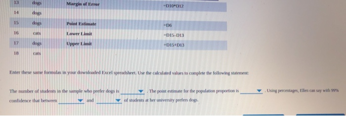 8. Using Excel - Constructing an interval estimate | Chegg.com