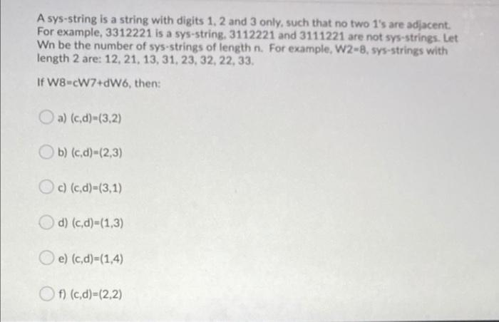 Solved A sys-string is a string with digits 1, 2 and 3 only, | Chegg.com