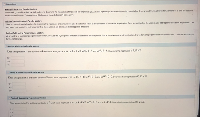 Solved instructions Adding Subtracting Parel Vectors | Chegg.com