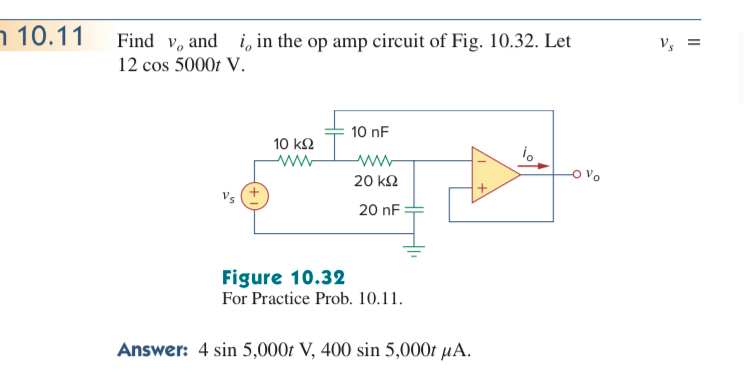 Solved 10.11 ﻿Find vo ﻿and io ﻿in the op amp circuit of Fig. | Chegg.com