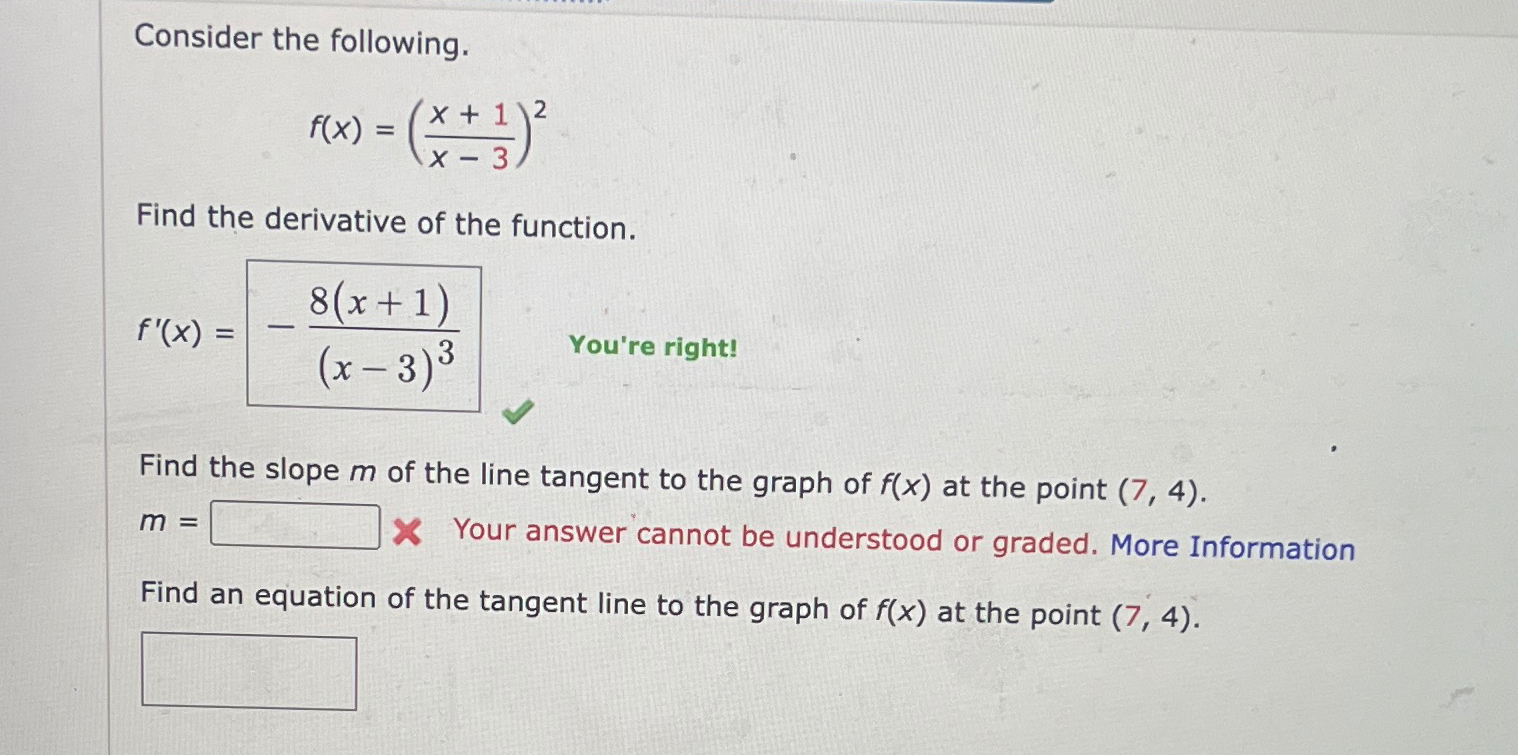 Solved Consider the following.f(x)=(x+1x-3)2Find the | Chegg.com