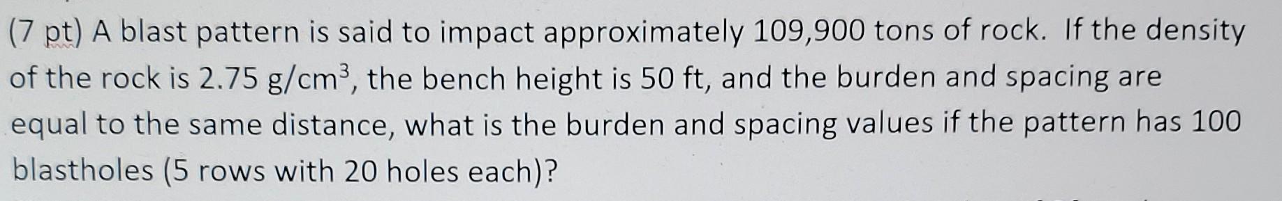 Solved (7 pt) A blast pattern is said to impact | Chegg.com